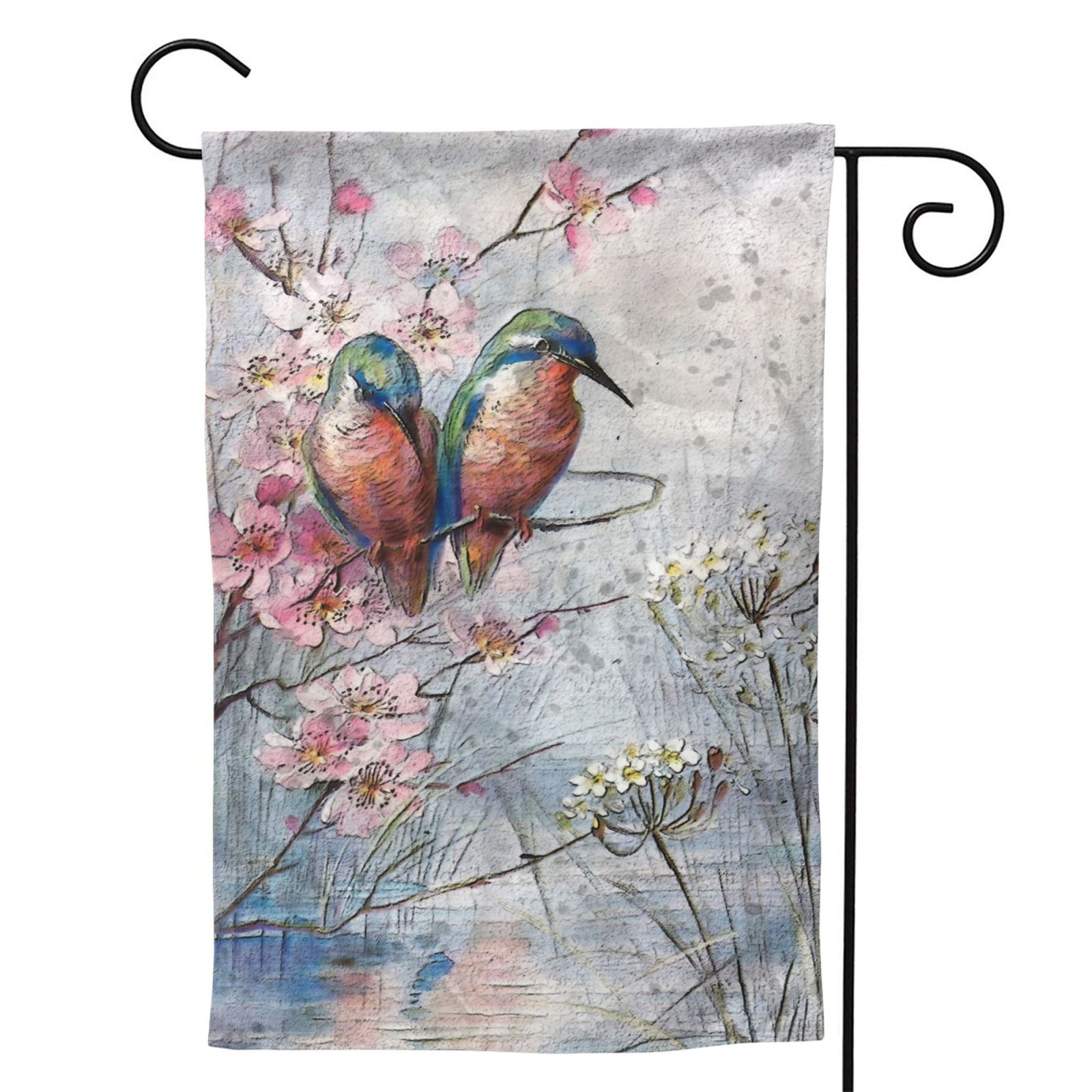 Bird Waiting For Fish Garden Flag 12.5"X18" Outdoor Indoor Garden Decor ...
