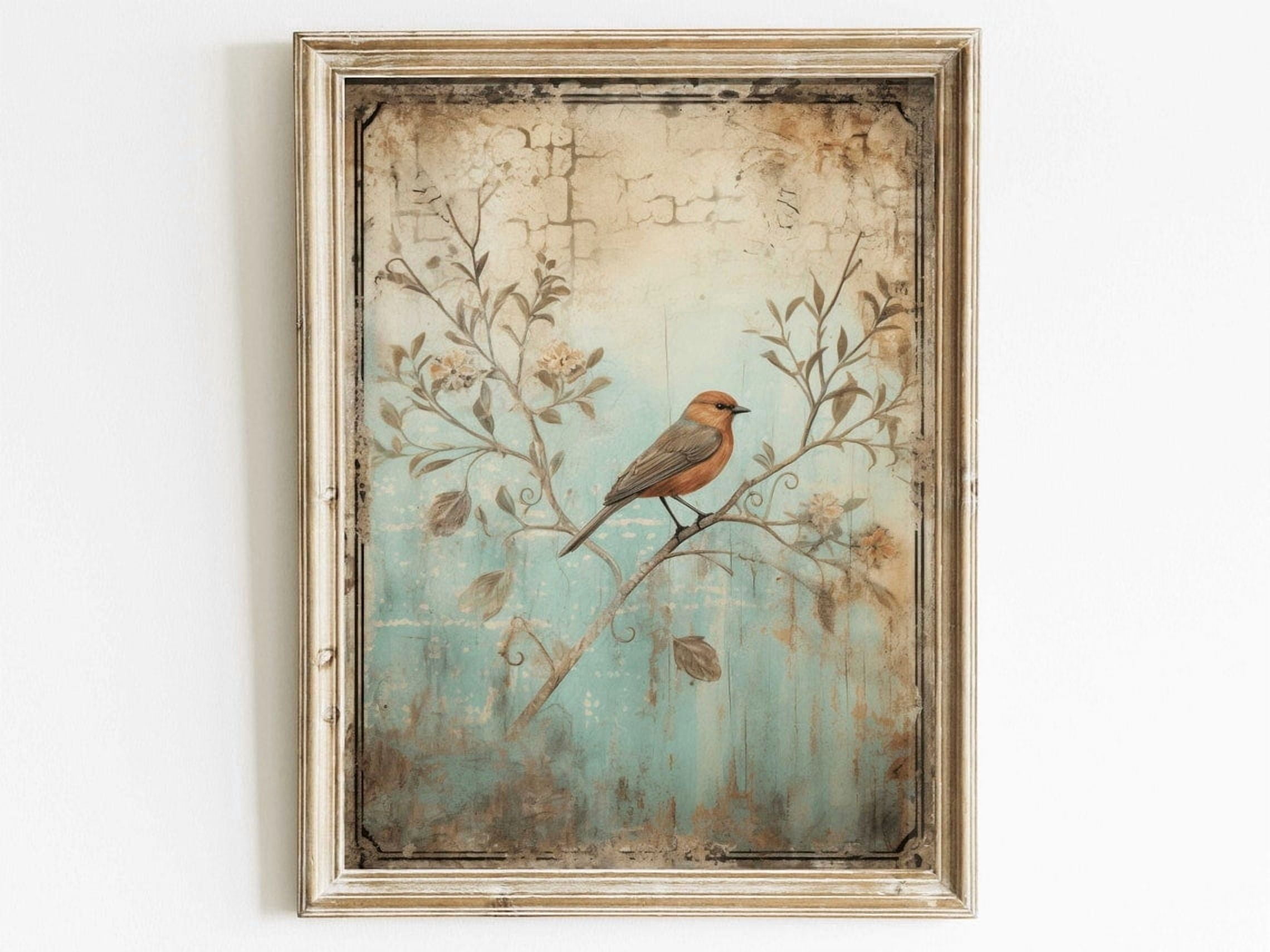 Bird Wall Art Rustic Wall Decor Nature Print Vintage Botanical Home ...