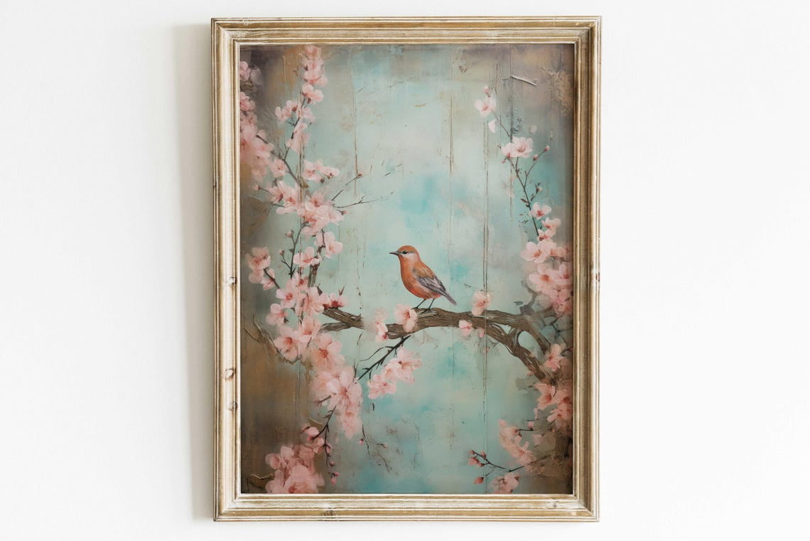 Bird Wall Art, Rustic Wall Decor, Nature Print, Vintage Botanical Home ...