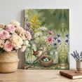 Bird Wildflowers Canvas Wall Art for Living Room, Glass Jars Bird Nest ...
