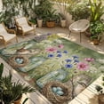 Bird Wildflowers Outdoor Rug, Glass Jars Bird Nest Pine Branches Rustic ...