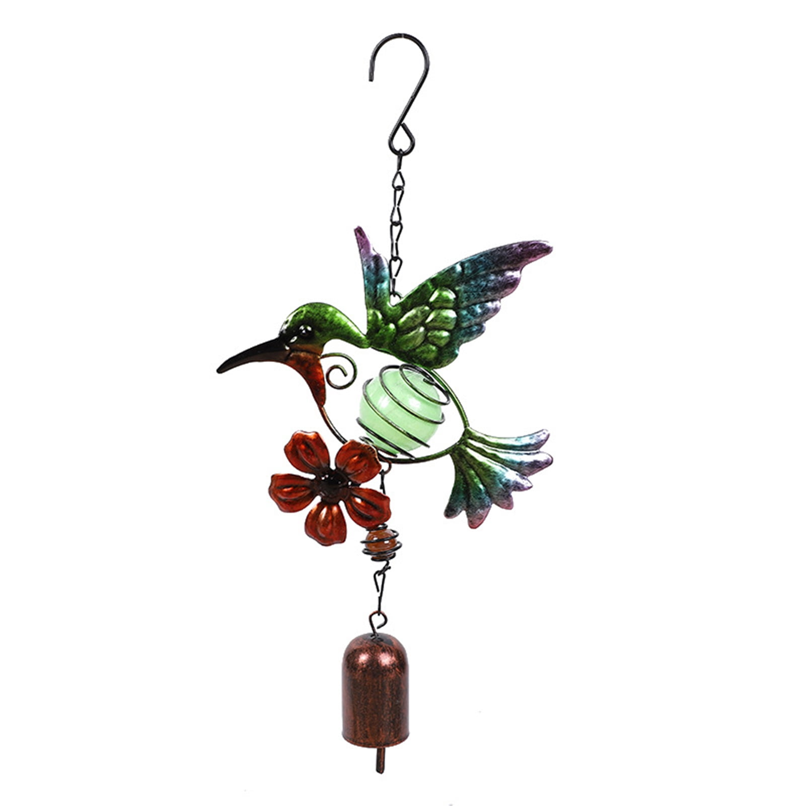 Bird Wind Chime Fluorescent Endothermic Glowing Ball Metal Bell Aluminum Tube Ornament Wrought ...