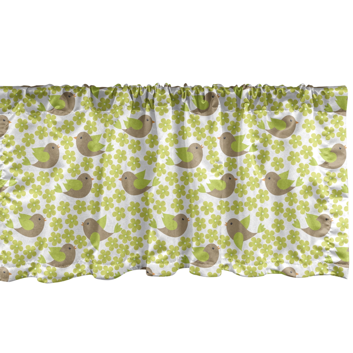 Ambesonne Bird Window Valance, Avian Animals and Flora Petals, 54" X 18 ...