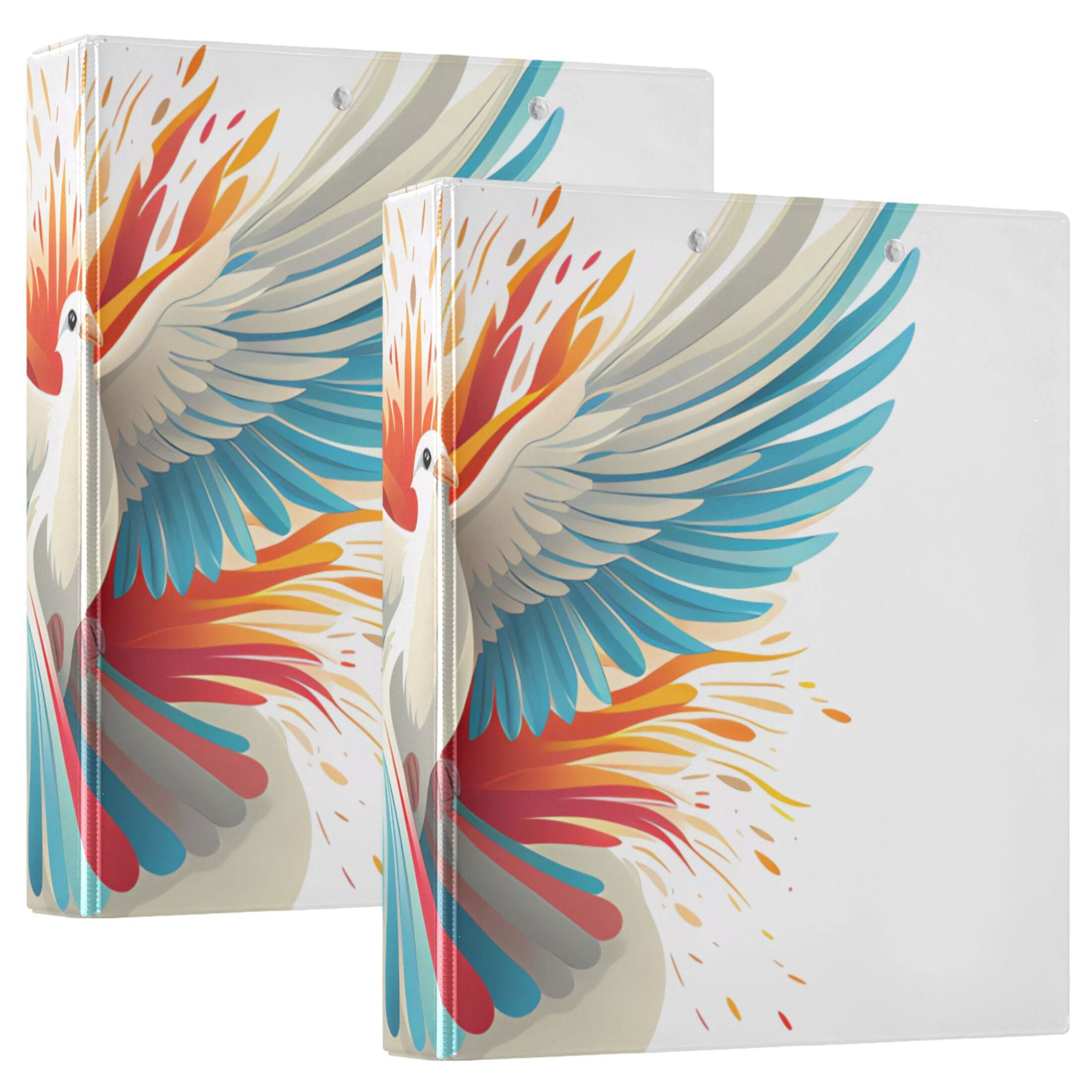 Bird Wings Feathers Fire 3 Ring Binders 1.5 inch Hardcover File Folders ...