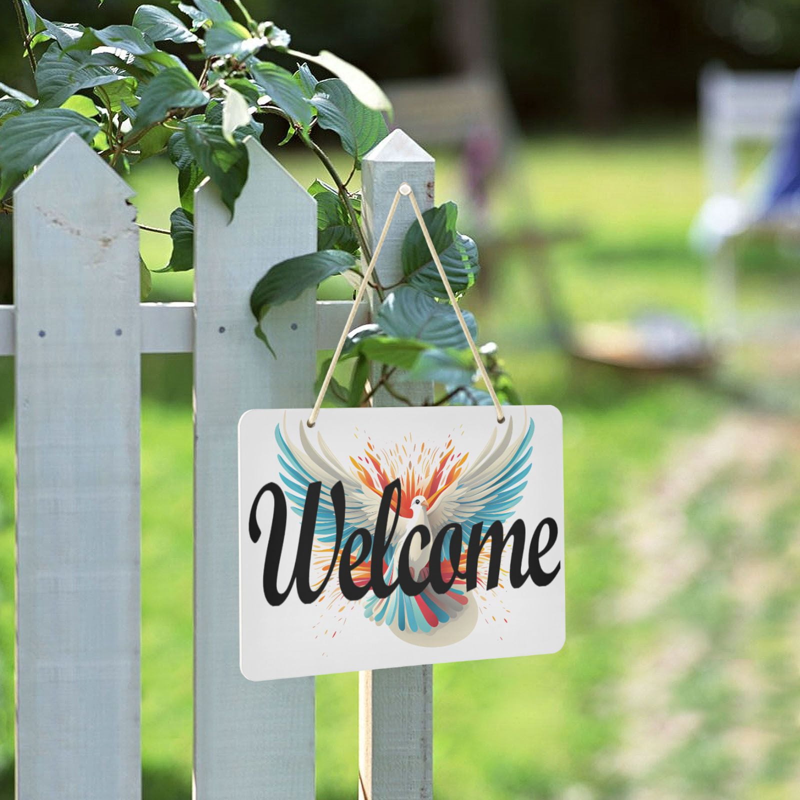 Bird Wings Feathers Fire Welcome Sign for Front Door Porch Wreath Door ...