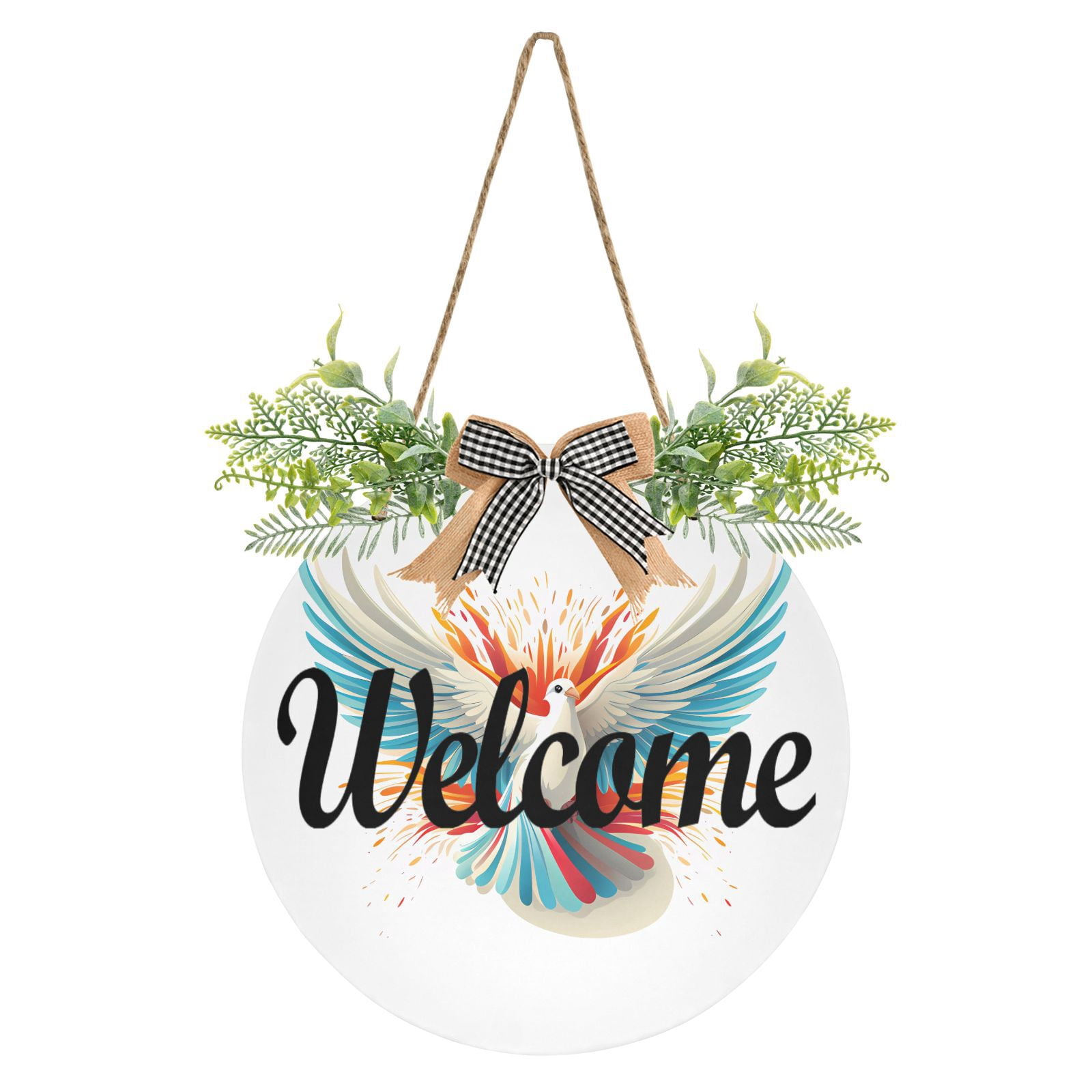 Bird Wings Feathers Fire Welcome Sign for Front Door Wreath Door Sign ...
