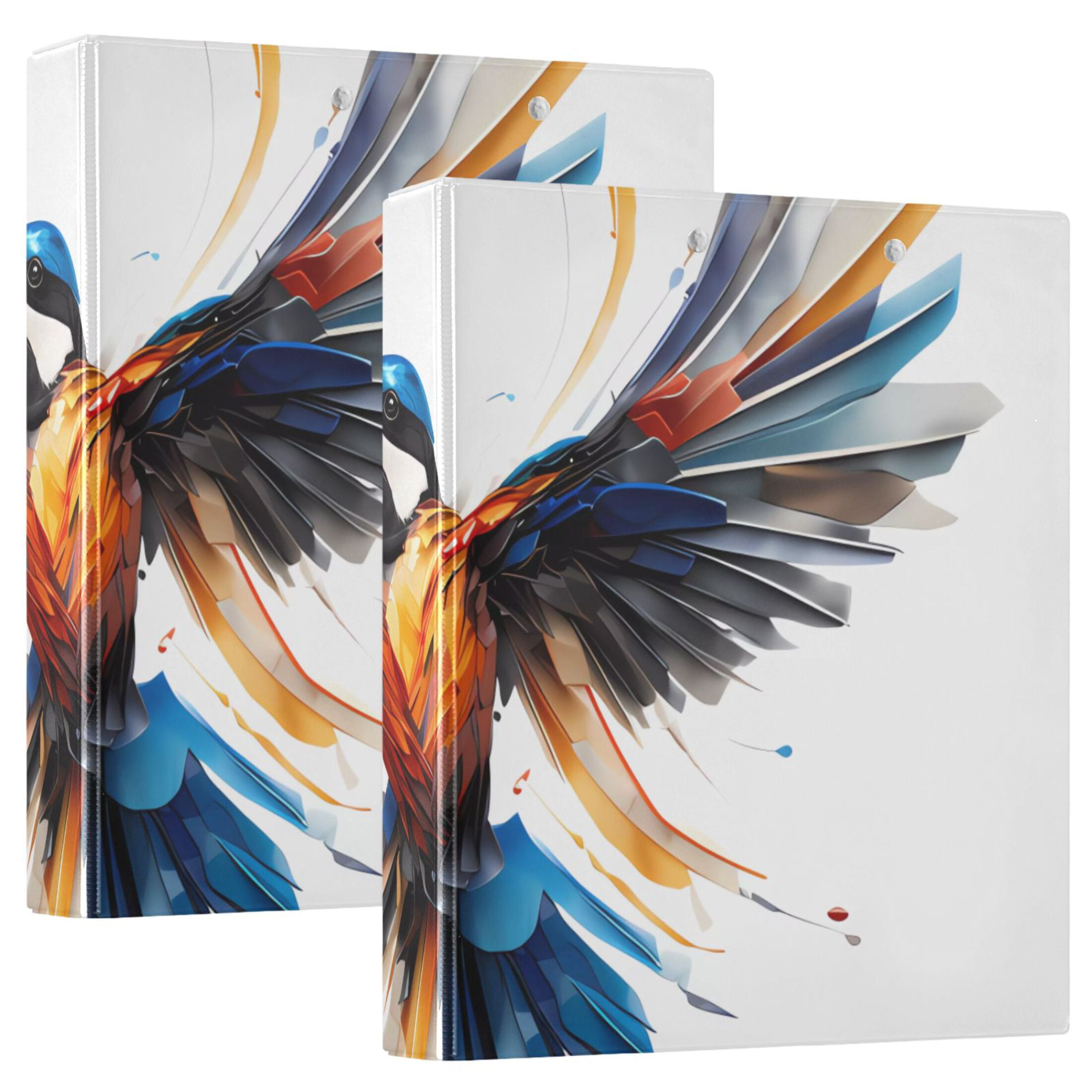 Bird Wings Painting 3 Ring Binders 1.5 inch Hardcover File Folders with Interior Pockets A4 Size ...