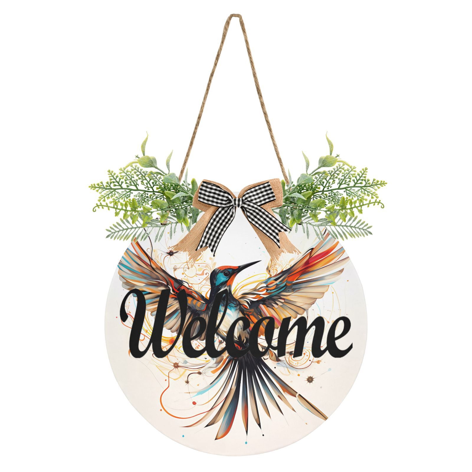 Bird Wings Welcome Sign for Front Door Wreath Door Sign for Farmhouse ...