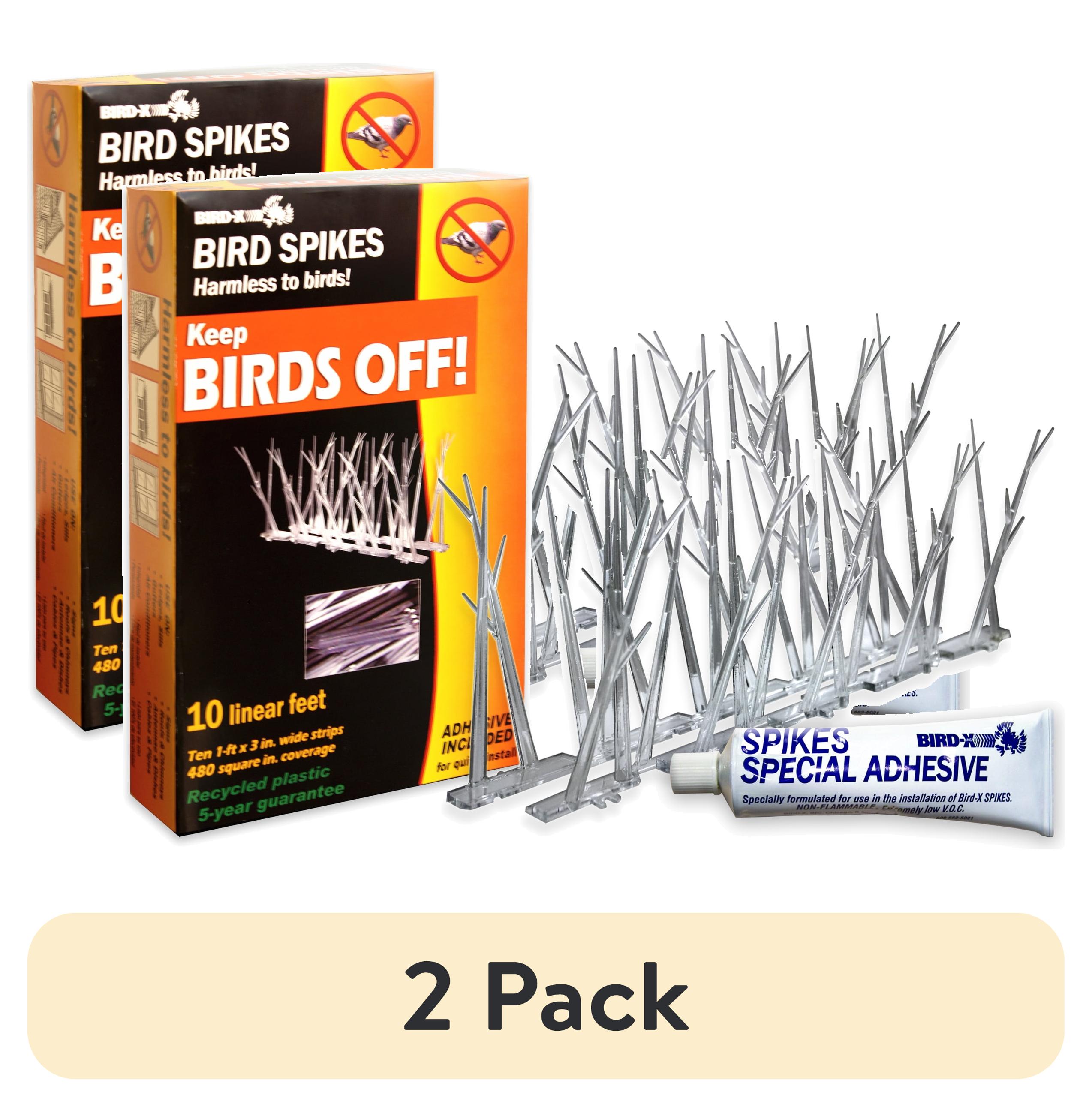 (2 pack) Bird-X Plastic Bird Deterrent Spikes, 10ft Kit with adhesive ...
