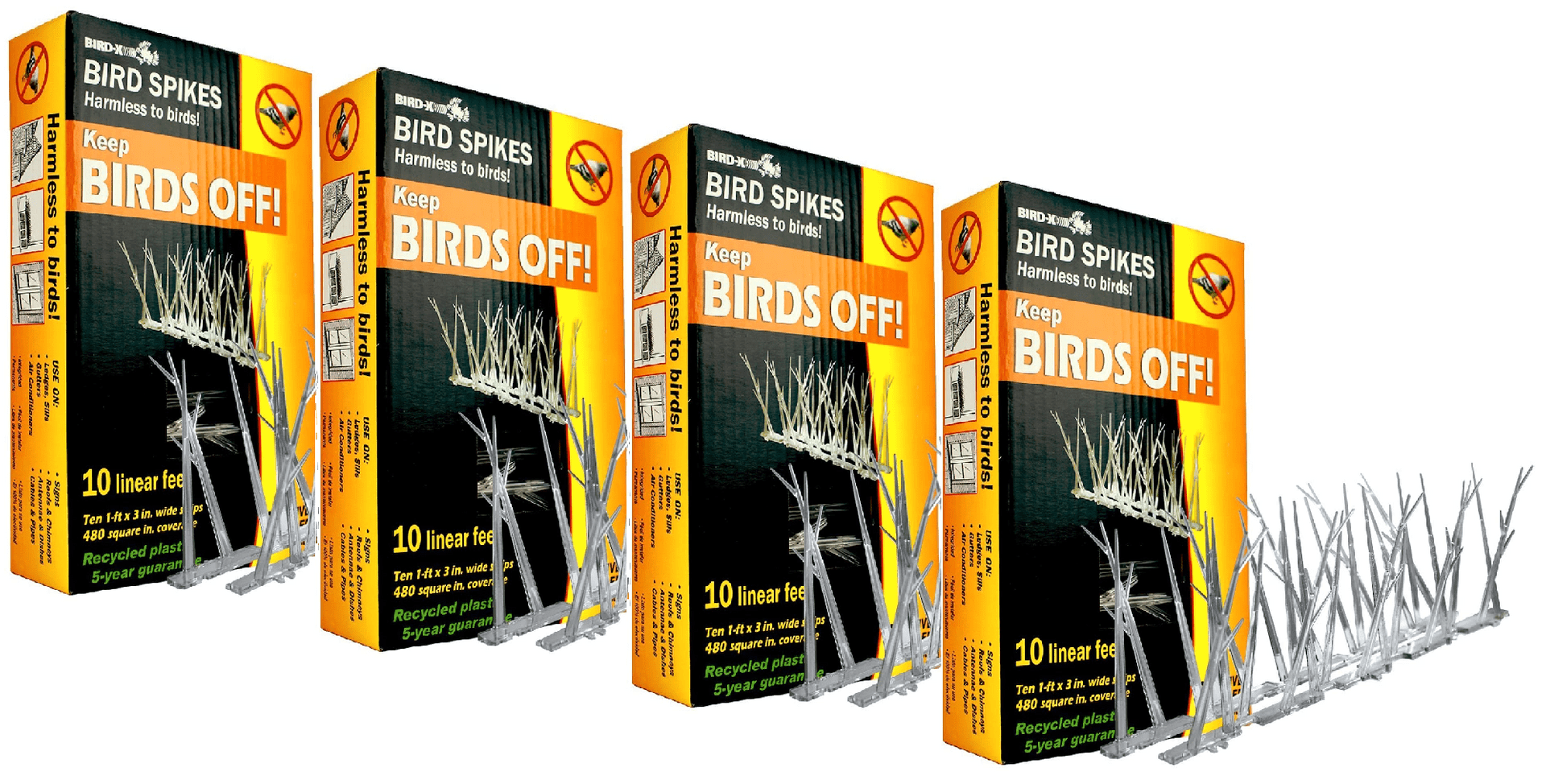 Bird-X Plastic Bird Spikes Kit with Glue, 10' (4 Pack) - Walmart.com