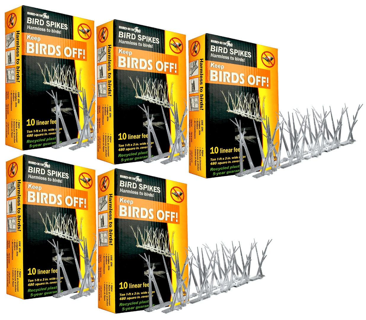 Bird-X Plastic Bird Spikes Kit with Glue, 10' (5 Pack) - Walmart.com