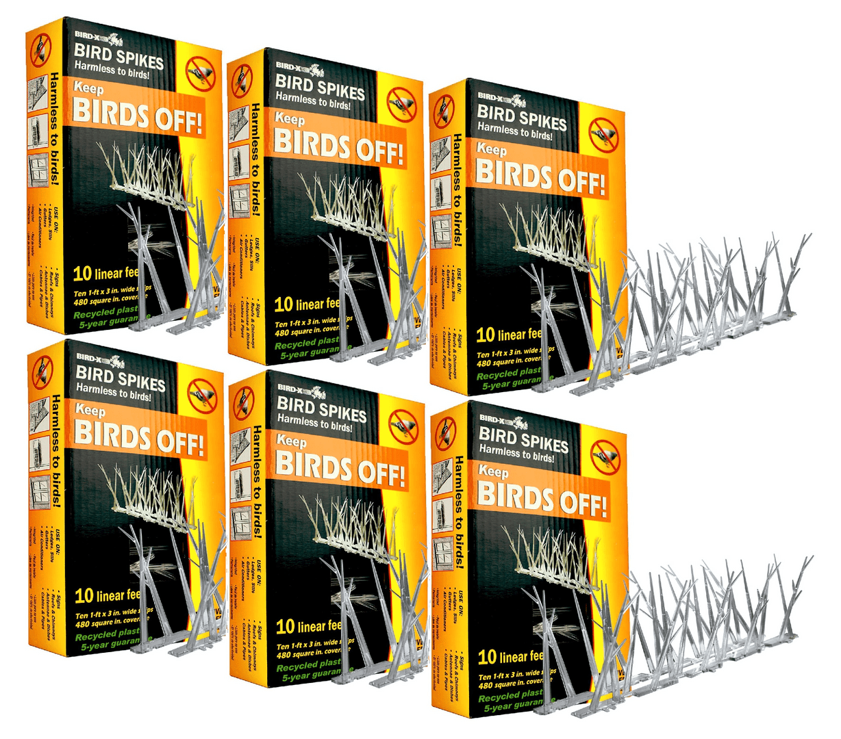 Bird-X Plastic Bird Spikes Kit with Glue, 10' (6 Pack) - Walmart.com
