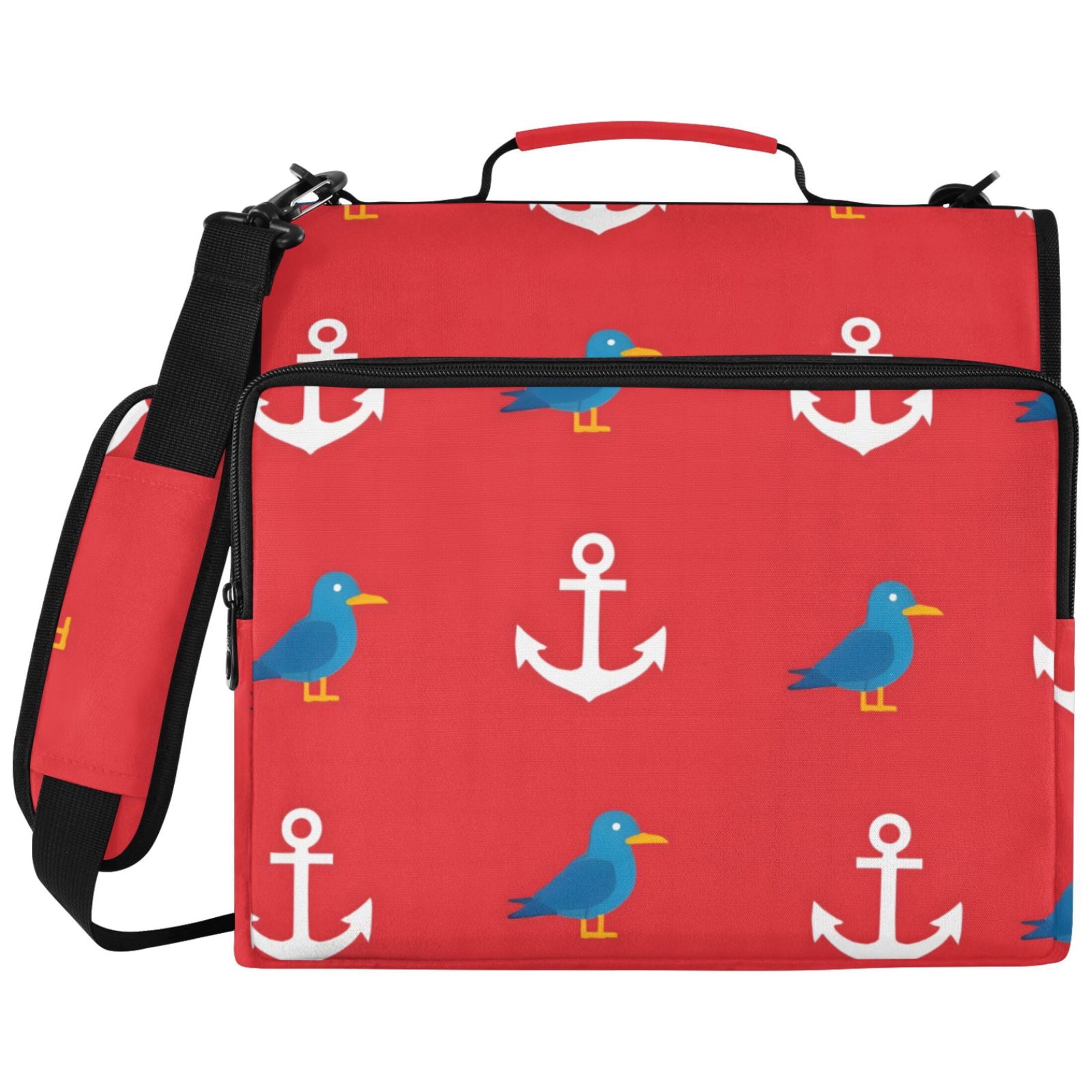 Bird and Boat Anchor Pattern 3 Ring Binder Bag Zipper Binder Organizer ...