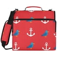 Bird and Boat Anchor Pattern 3 Ring Binder Bag Zipper Binder Organizer ...