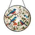 Bird and Floral Wreath Stained Glass Style Suncatcher, Fantasy Window ...