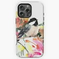 Bird and Flowers Chickadee Peach Floral Art Phone Case Compatible ...