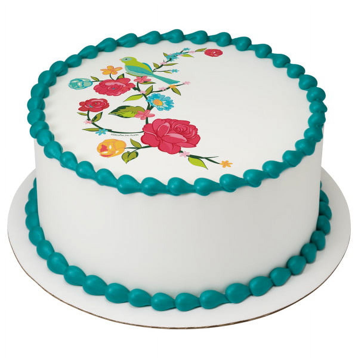 Bird and Flowers Edible Frosting Photo Cake Border Decoration #19601 ...