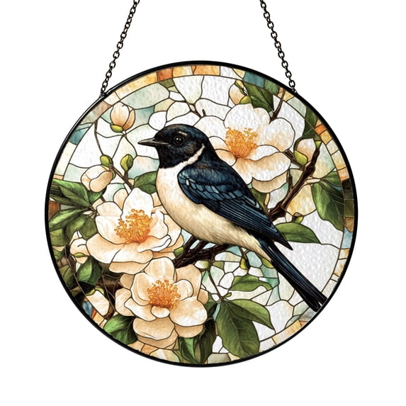 Bird and Peony Window Hanging – Stained Glass Style Art - Walmart.com