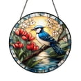 Bird and Red Flower Theme Stained Glass Suncatcher – Decorative Window ...
