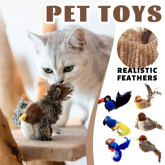 Bird cat toy,Interactive Cat Toys Squeaky,Stimulated Chirping Bird Toy ...