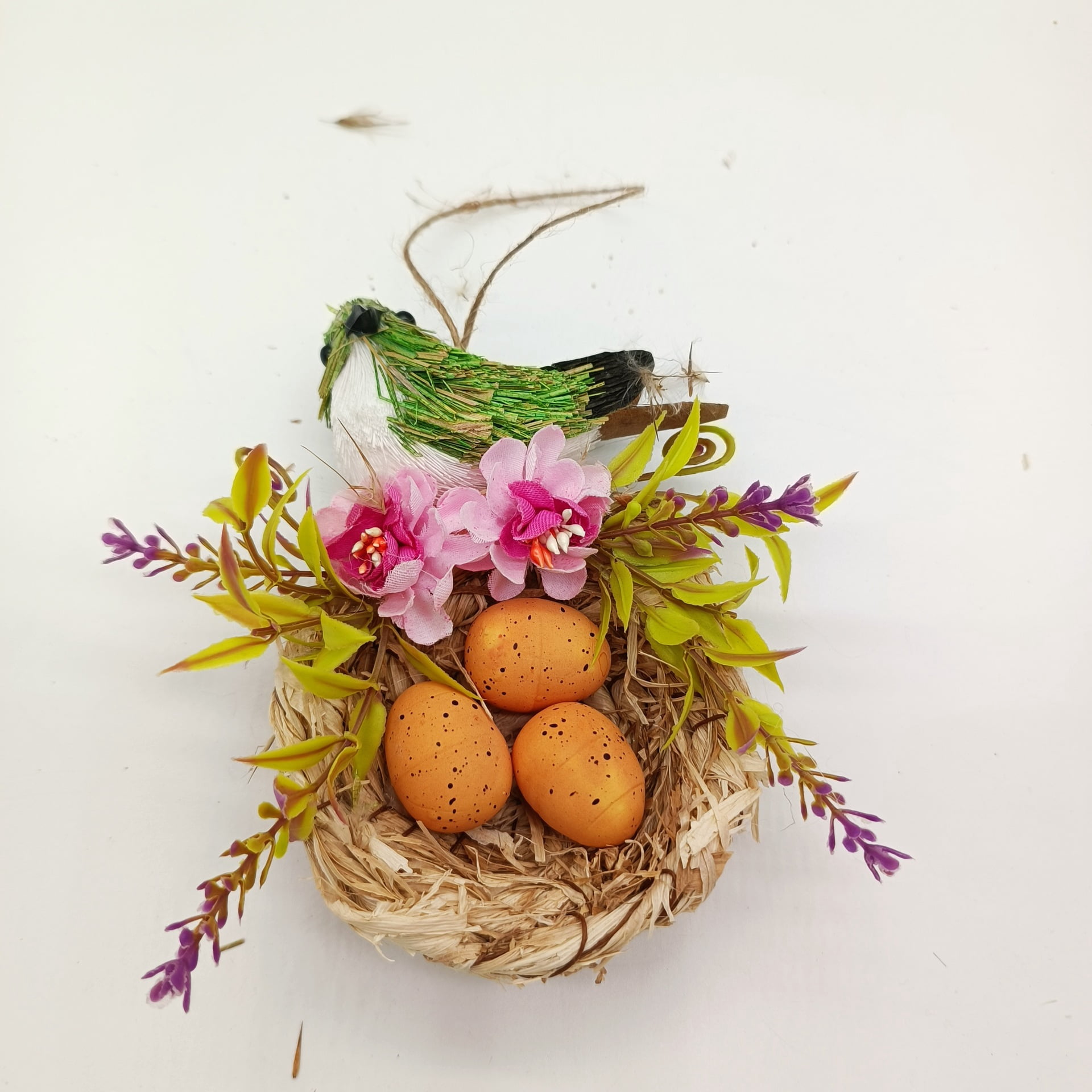 Bird egg decorative ornaments, photography props, straw-woven bird nest ...