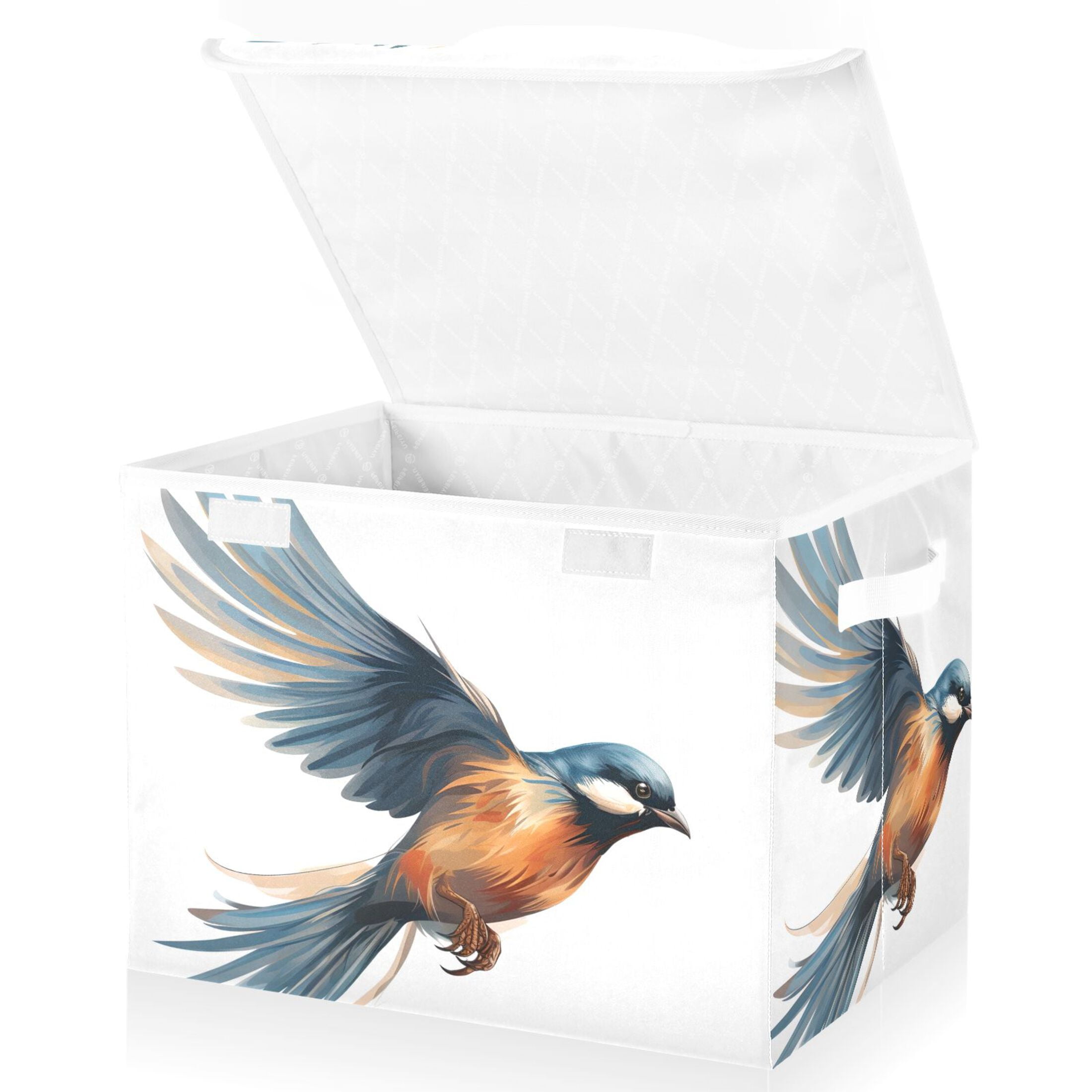 Bird in Blue Large Lidded Bin Foldable Storage Baskets Boxes Cubes Lids ...