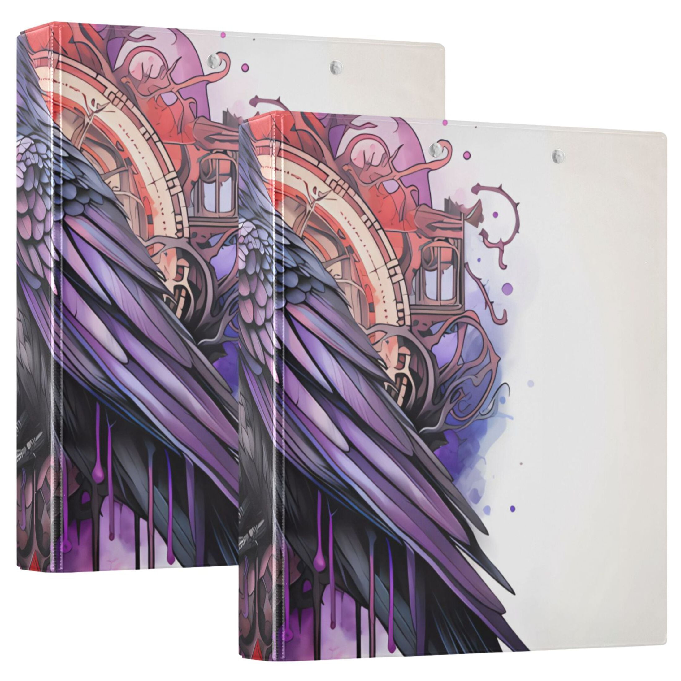 Bird in Clock 3 Ring Binders 1.5 inch Hardcover File Folders with ...