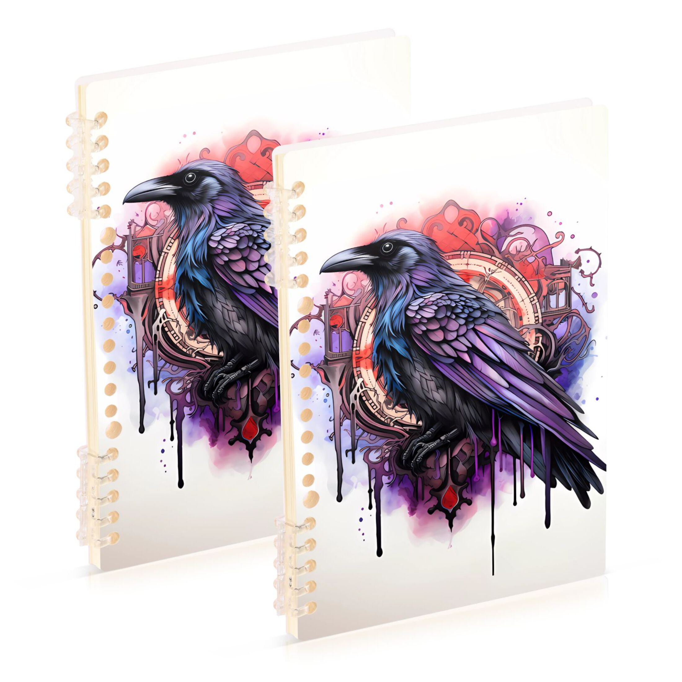 Bird in Clock Ring Binder Notebook Journey Note Diary College Ruled ...
