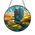 Bird in Flight Stained Glass Style Suncatcher – Round Window Hanging ...