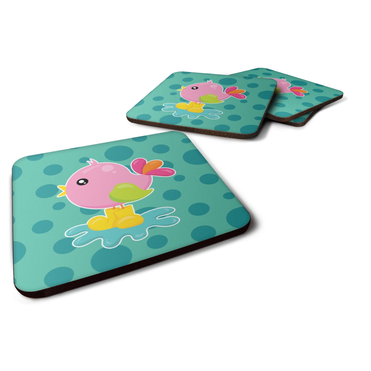 Bird in Rainboots and Puddle Foam Coaster Set of 4 - Walmart.com