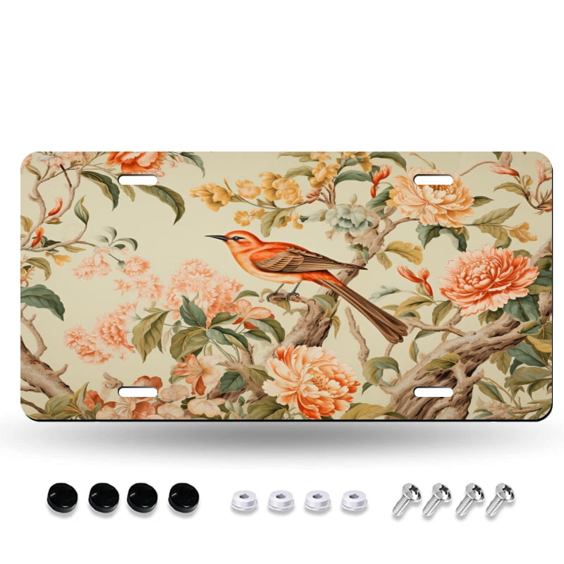 Bird in The Style of Chinoiserie License Plate Frame, Decorative ...