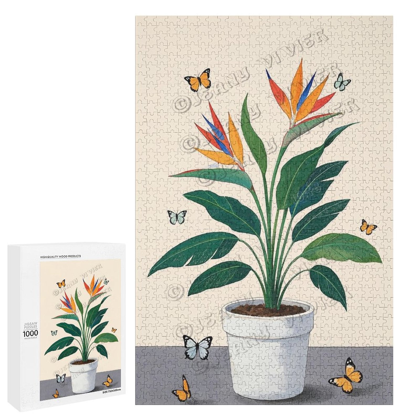 Bird of Paradise 1000 Piece Wooden Jigsaw Puzzle, Exotic Flower Design ...