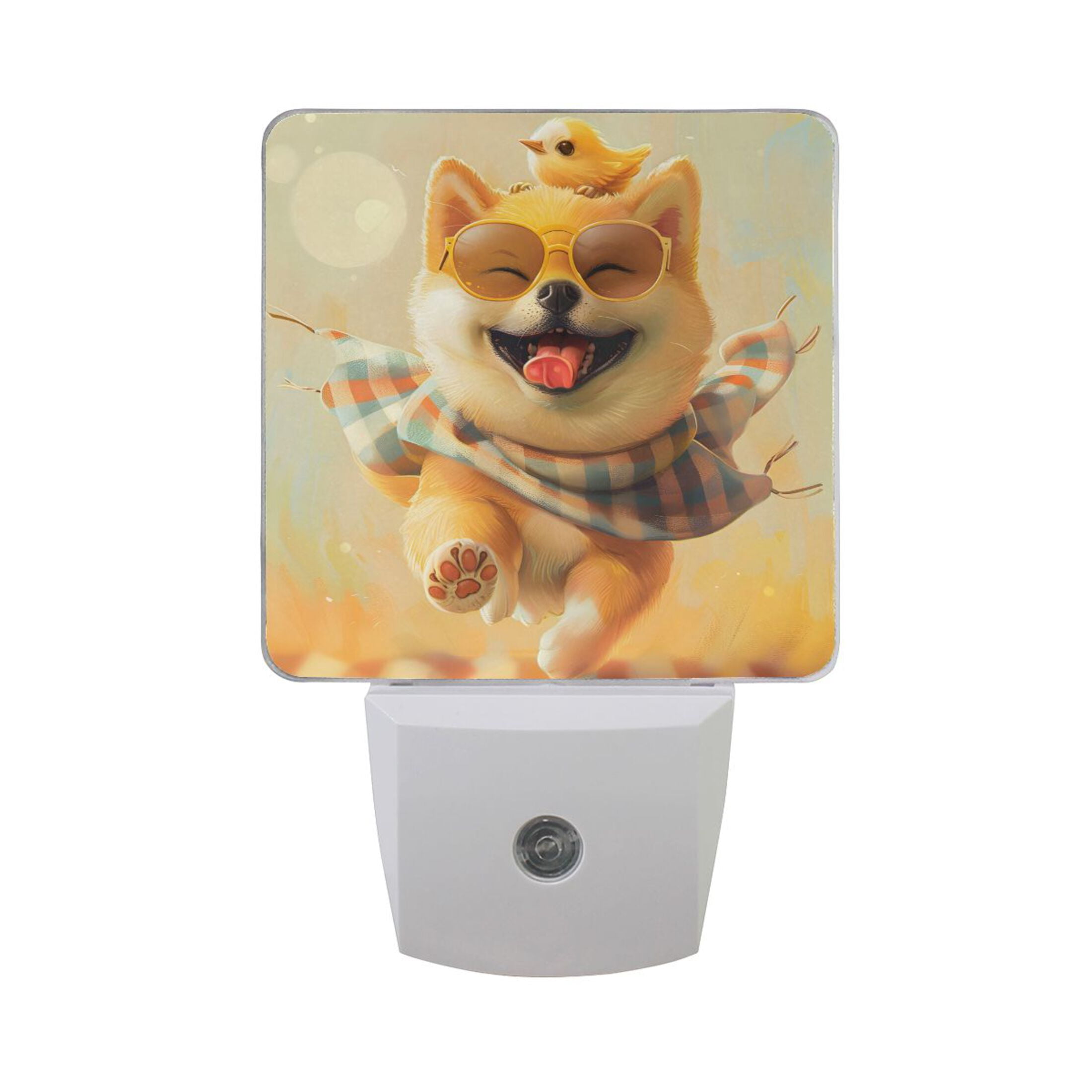 Bird on Cute Dog Head Night Light 2 Pack LED Nightlight Plug into Wall ...