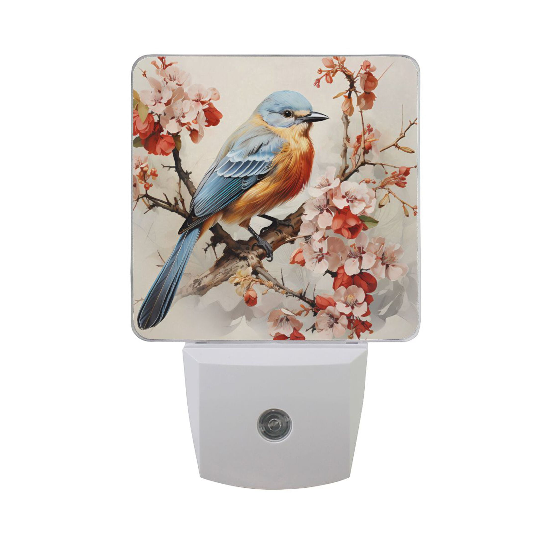 Bird on Flowers Trees Night Light LED Dusk to Dawn Auto Sensor Night ...
