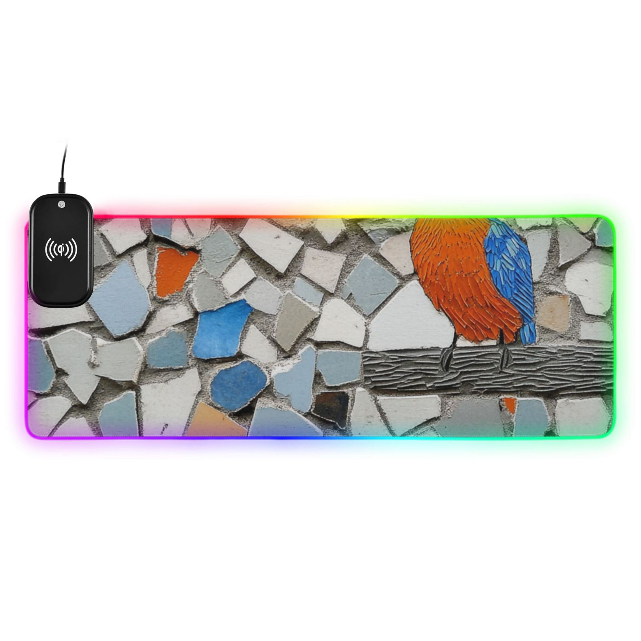 Bird on Tree Branch Print Wireless Charging RGB Gaming Mouse Pad Large ...