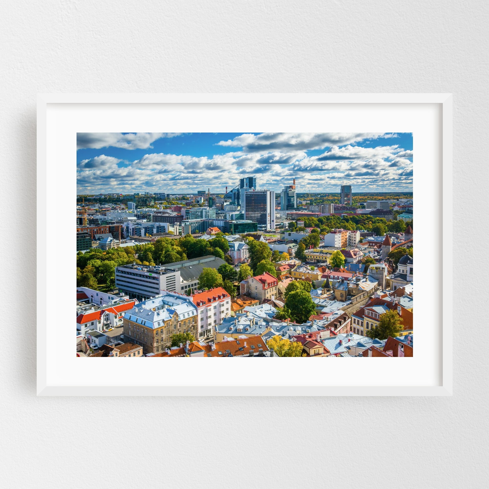Bird's Eye Old Town - Tallinn Estonia Photography White Framed Wall Art ...