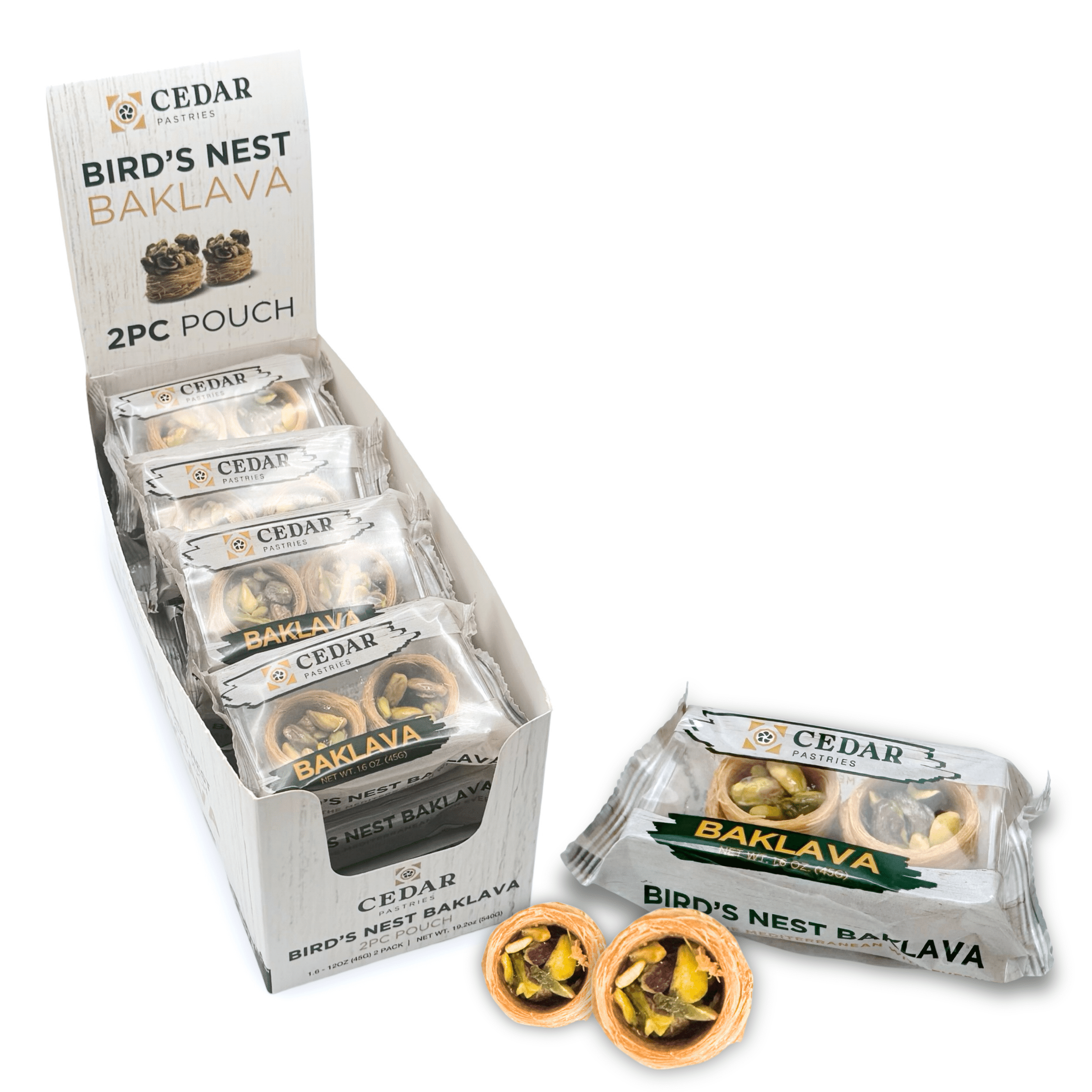 Cedar Pastries Bird's Nest Katifi Pistachio Pastries, 2 Pack (Case of ...