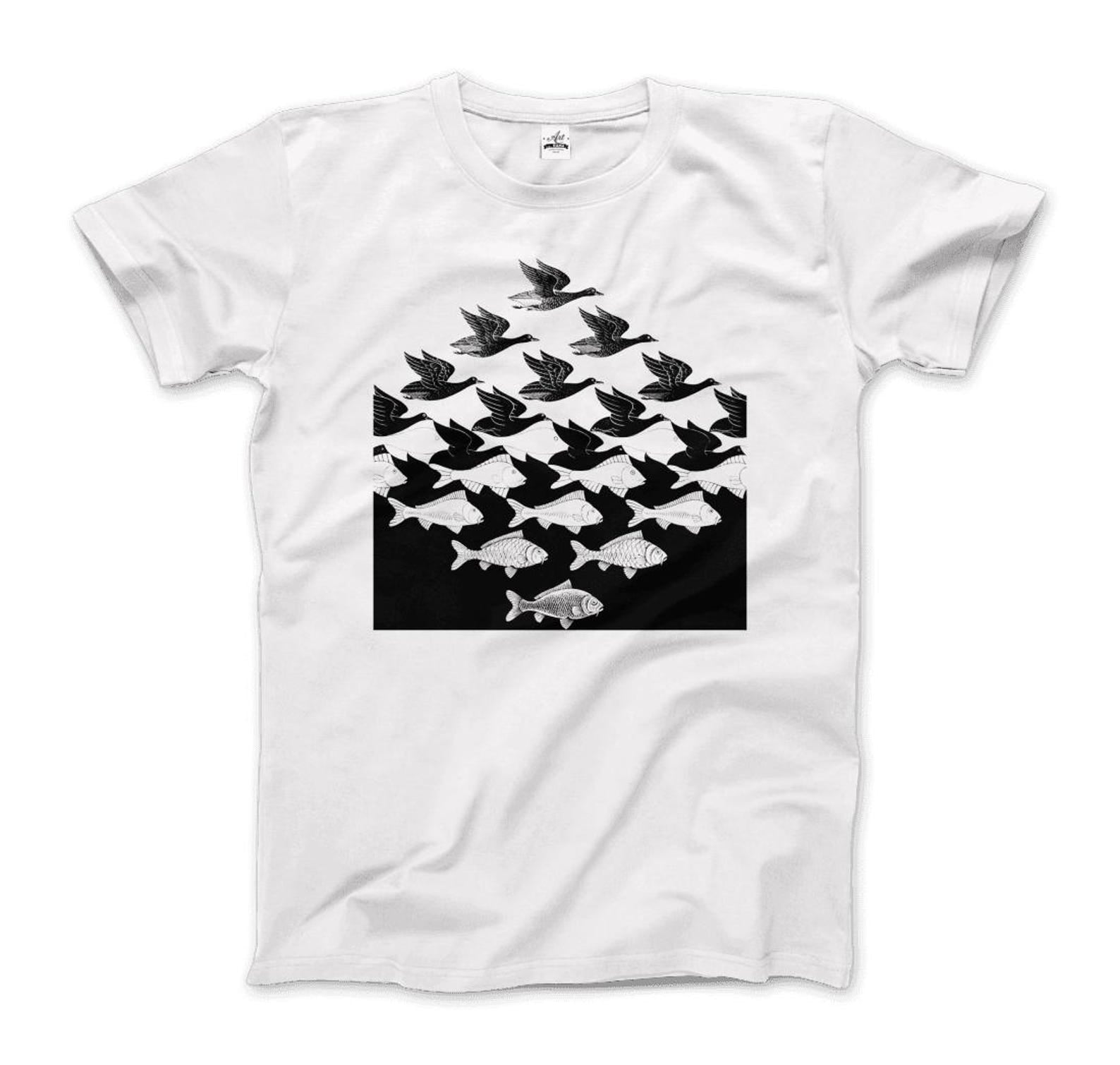 Bird to Fish Optical Illusion Black White Graphic Art Geometric Pattern ...