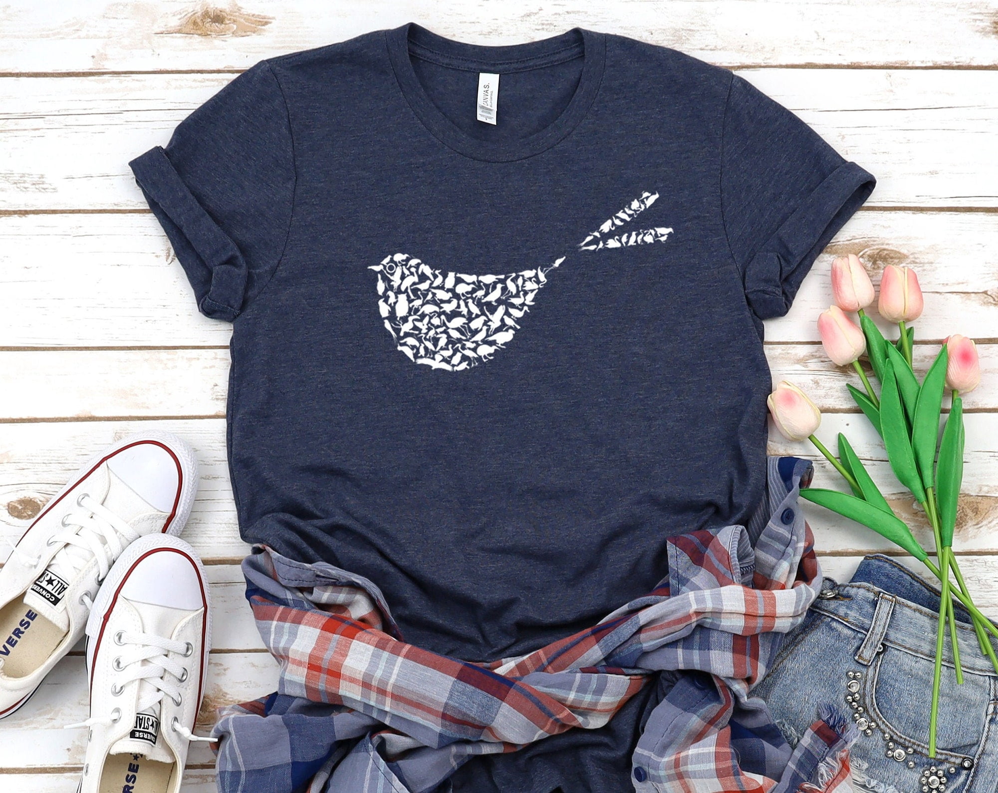 Bird tshirt Birds in a bird Graphic womens shirt Graphic birds Nature ...