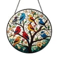 Bird with Floral Wreath Stained Glass Suncatcher Window Hanging ...