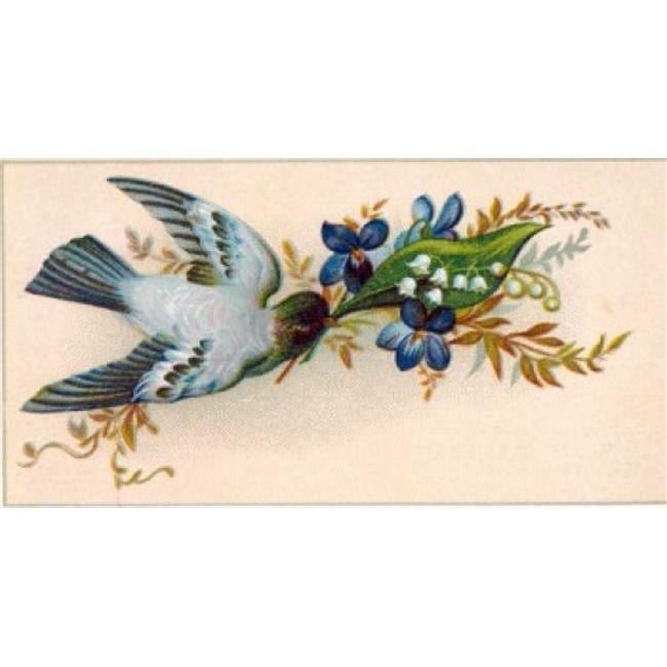 Bird with Flowers Nostalgia Cards Poster Print - 18 x 24 in. - Walmart.com