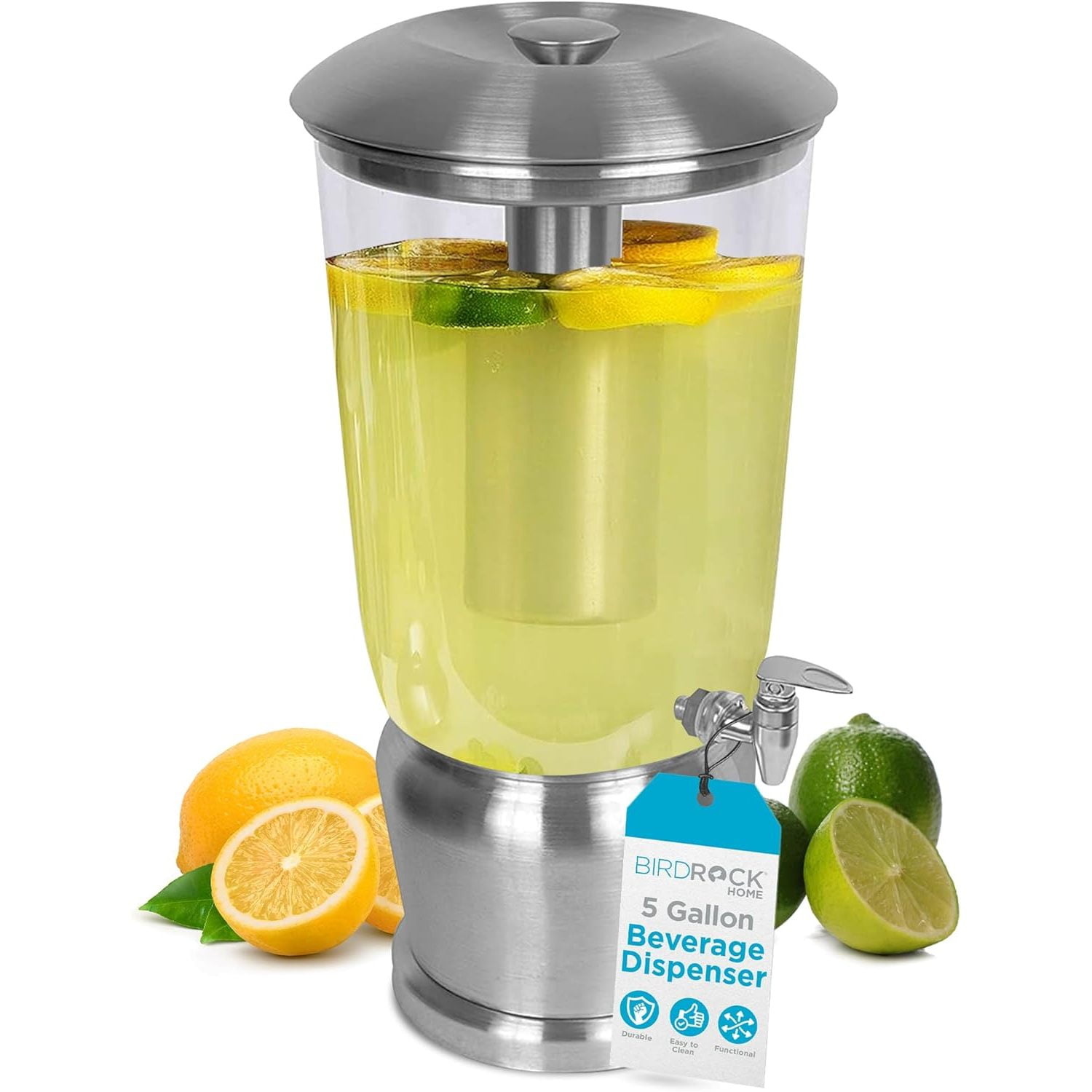 BirdRock Home 5 Gallon Stainless Steel Beverage Dispenser with Ice ...