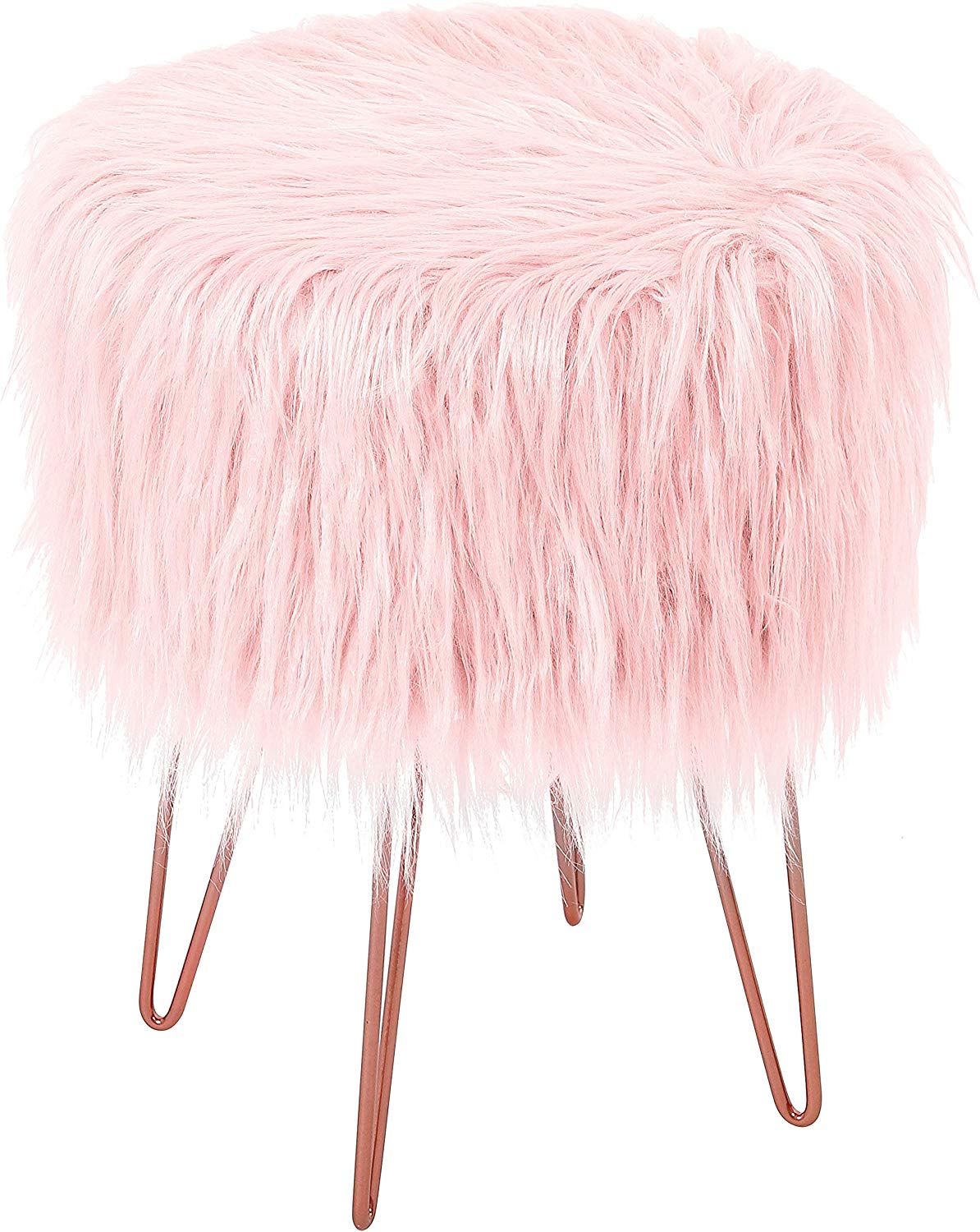 Duhome Mongolian Faux Fur Ottoman Round Foot Rest Stool Vanity Stool ...