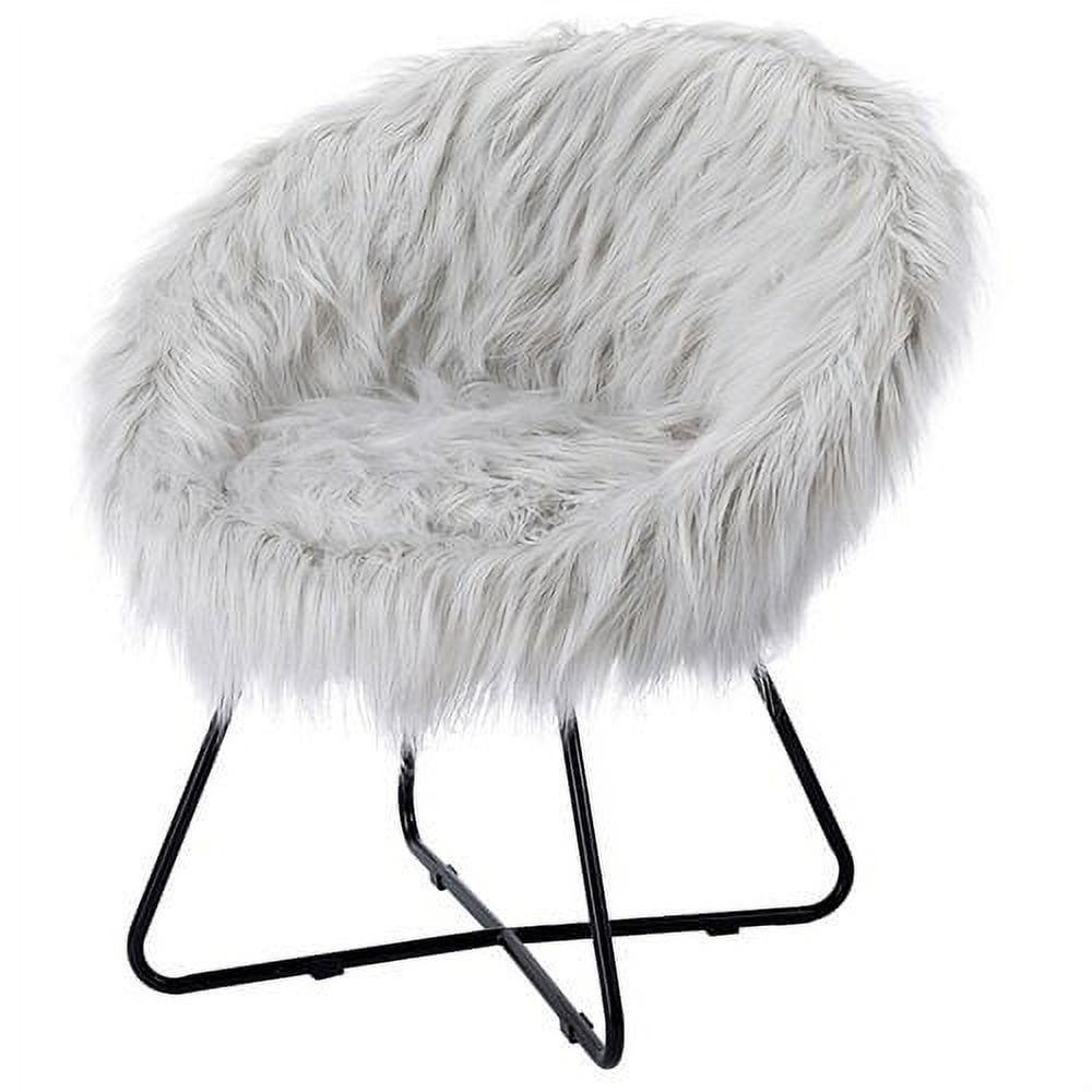 BirdRock Home Grey Faux Fur Papasan Chair with Black Legs - Kids ...