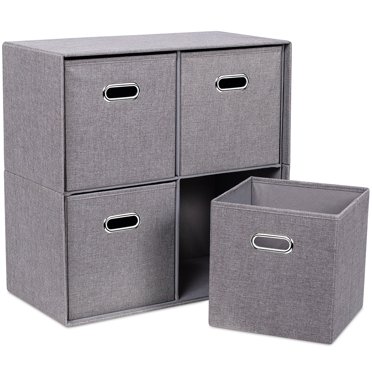 Mainstays Collapsible Fabric Cube Storage Bins (10.5" x 10.5"), 4 Pack ...