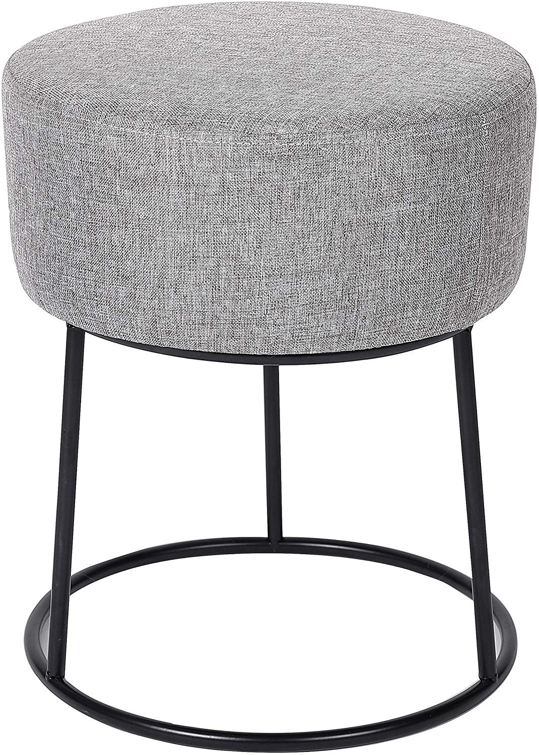 BirdRock Home Linen Foot Stool Ottoman with Metal Base - Grey - Walmart.com