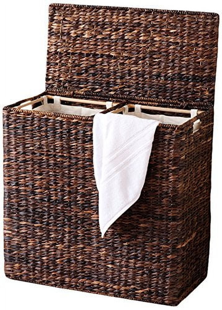 BirdRock Home Oversized Divided Hamper with Liners (Espresso) | Made of ...