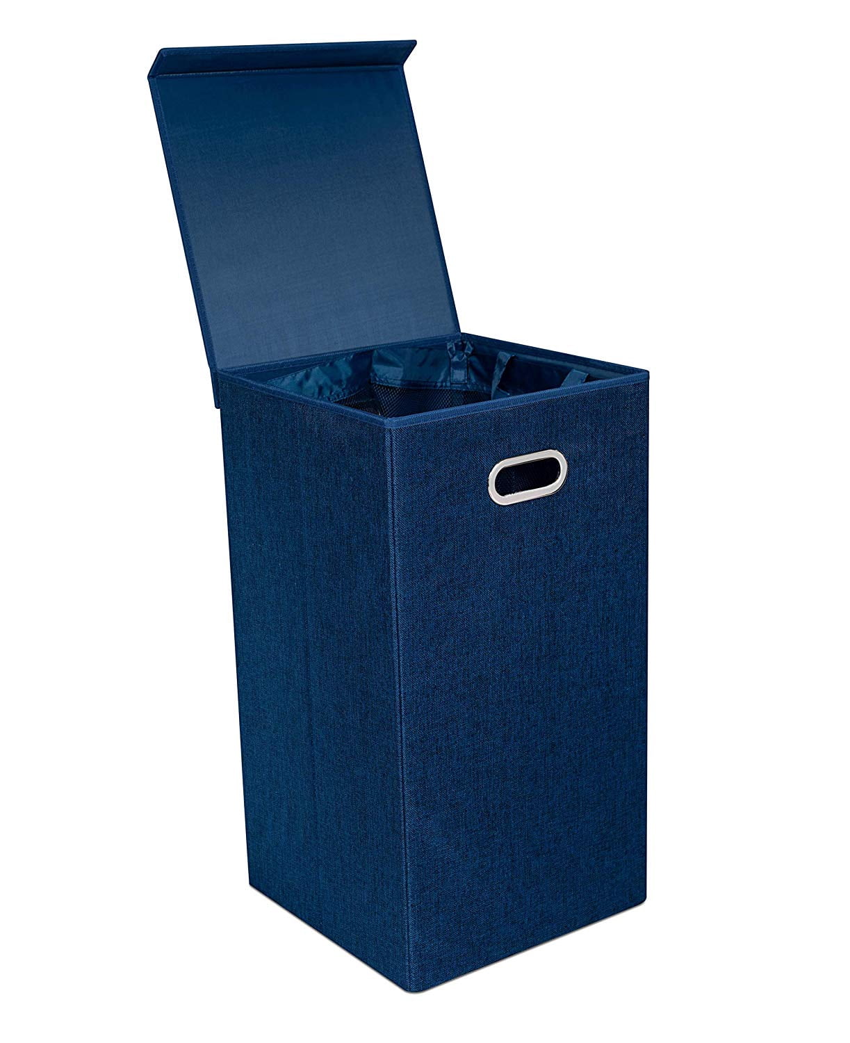 BirdRock Home Single Linen Laundry Hamper - Navy, with Lid, Removable ...