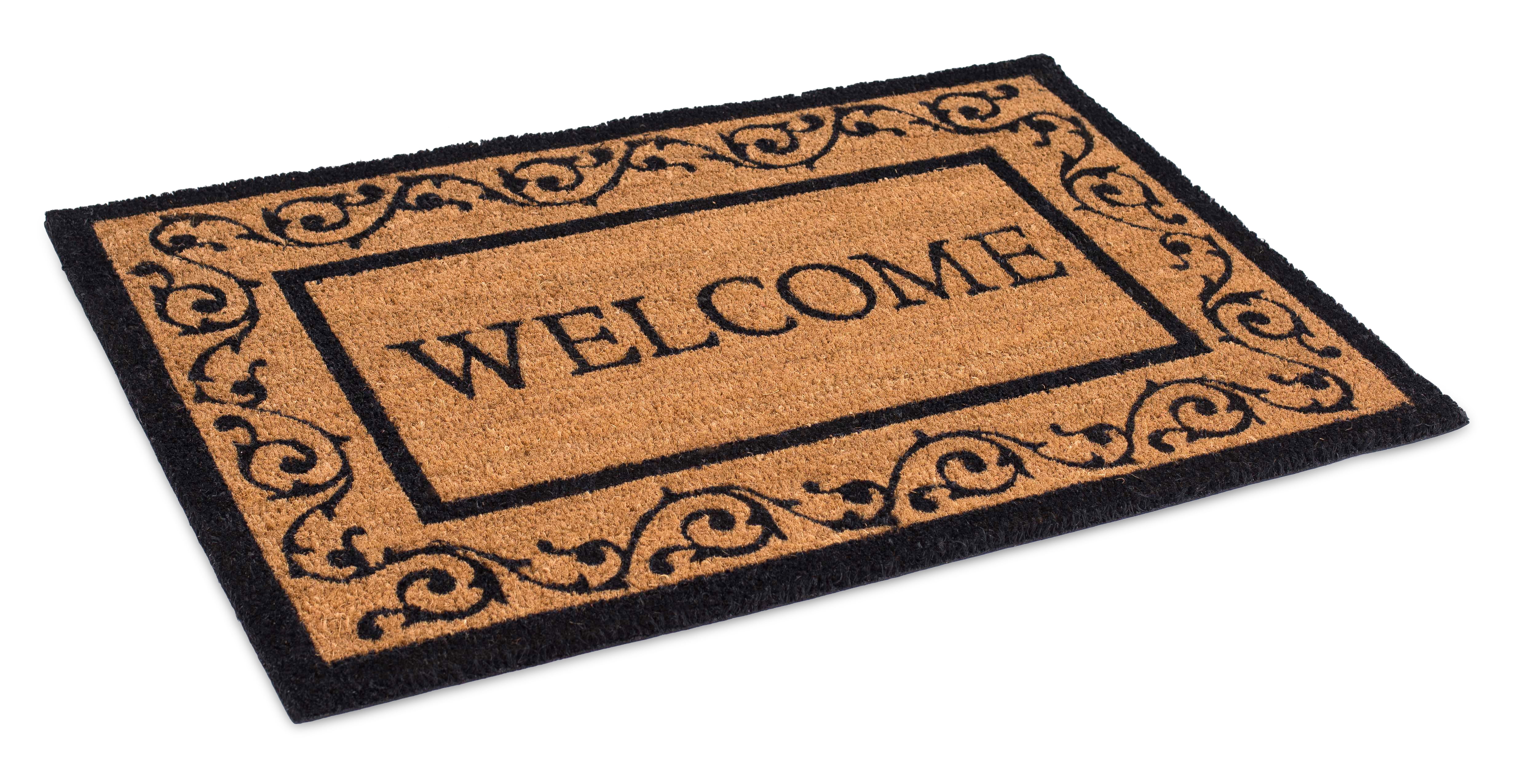 BirdRock Home Welcome Coir Doormat with Scroll Border - 24 x 36 ...