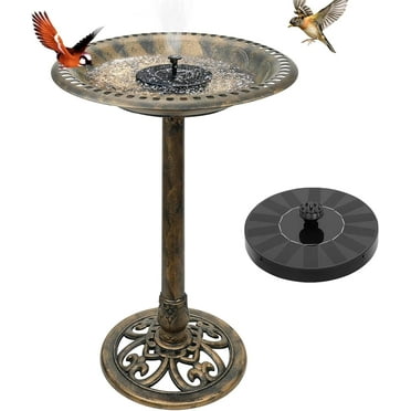 Smart Solar Acadia Traditional Outdoor Bird Bath Pedestal - Olive Green ...